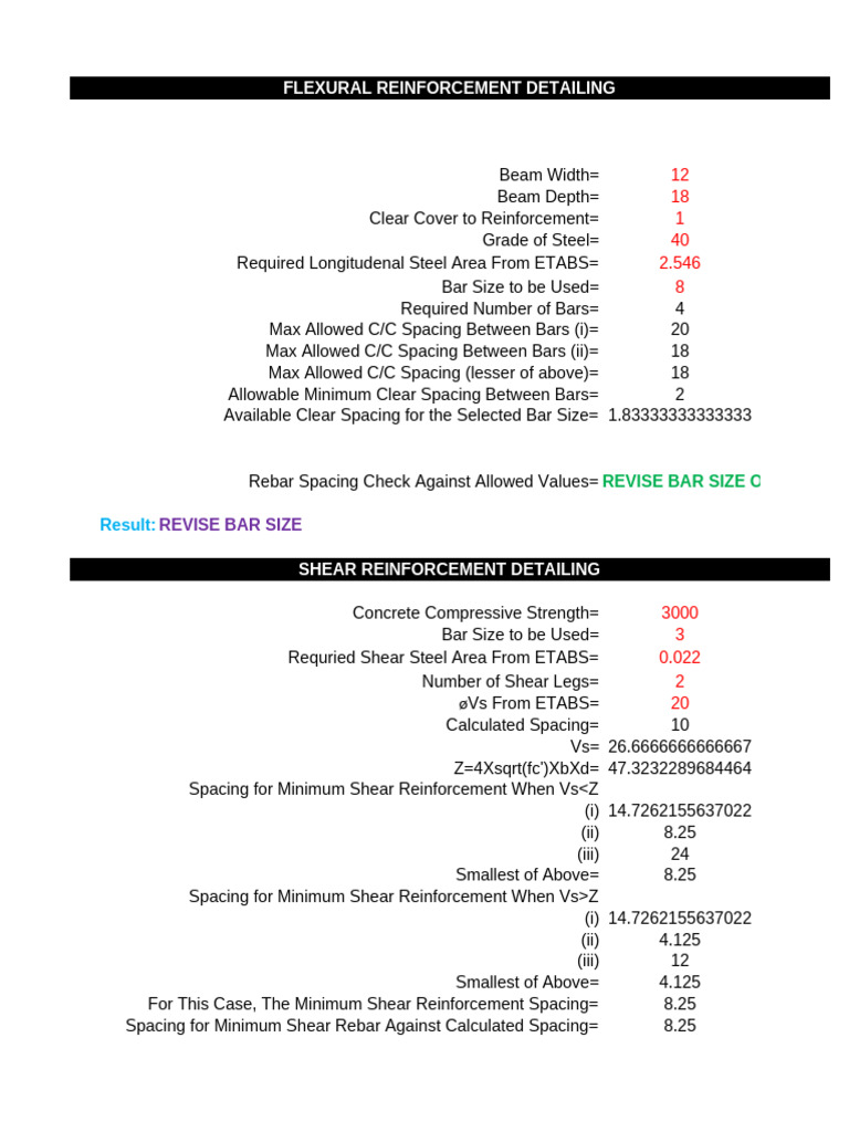 Beam Detailing Sheet From Etabs Results By Ali Shan Pdf Iron Steel