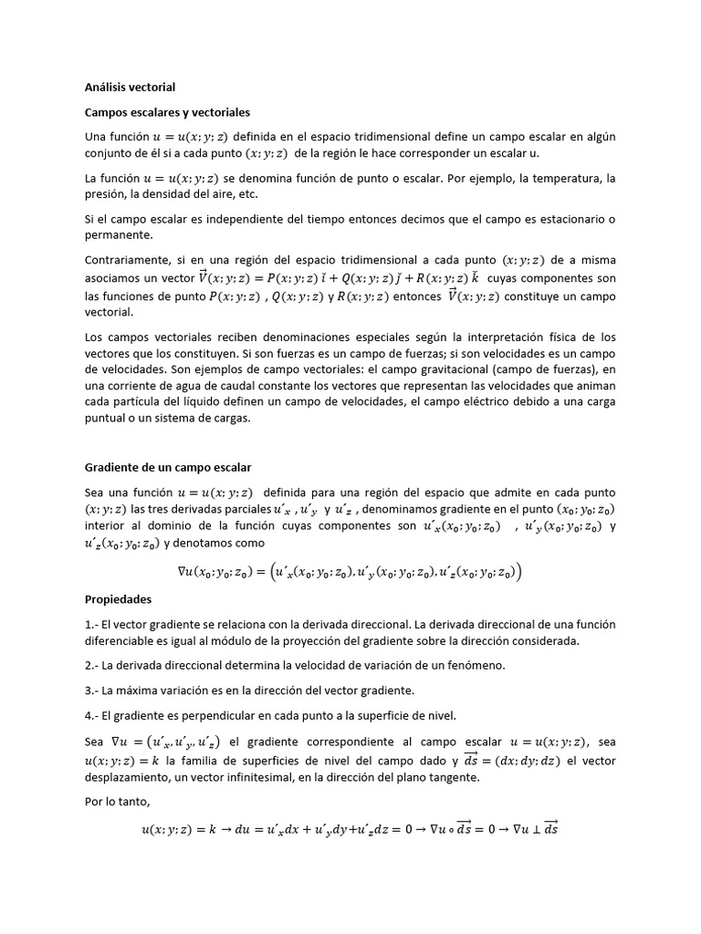 Analisis Vectorial | PDF | Degradado | Vector Euclidiano