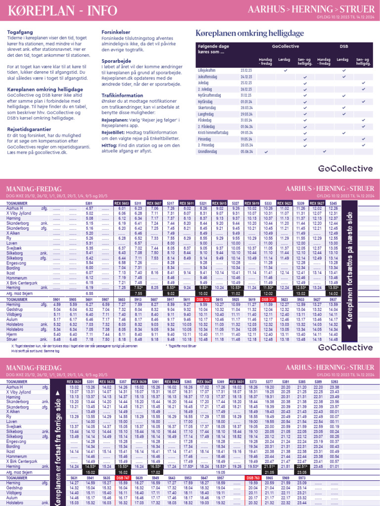 Aarhus - Herning - Struer - Køreplan K24 & Gyldig Fra 10 December 2023 ...