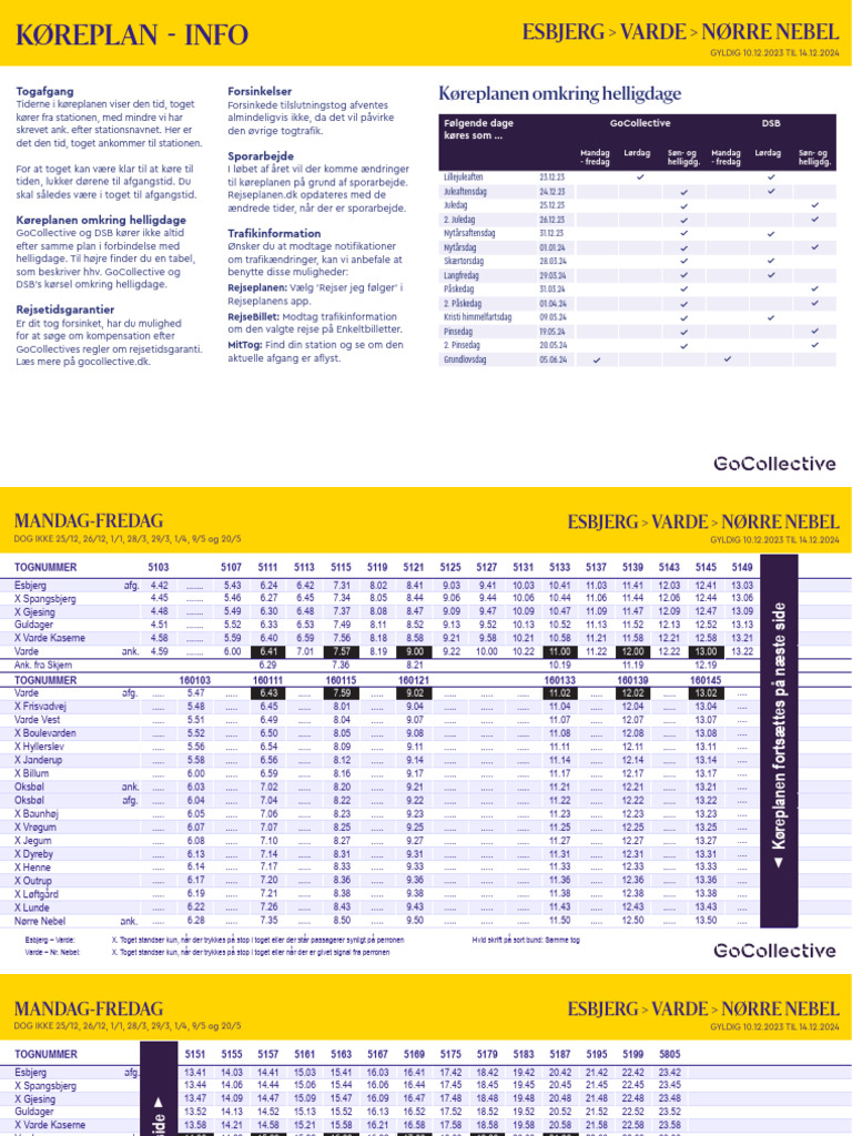 Esbjerg - Varde - Nørre Nebel - Køreplan K24 & Gyldig Fra 10 December ...