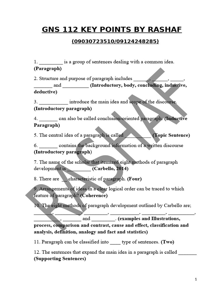 Key Points on Paragraph and Essay Writing | PDF | Essays | Study Skills