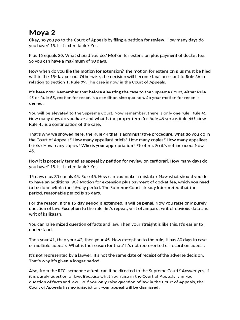 Moya 2 | PDF | Appeal | Summary Judgment