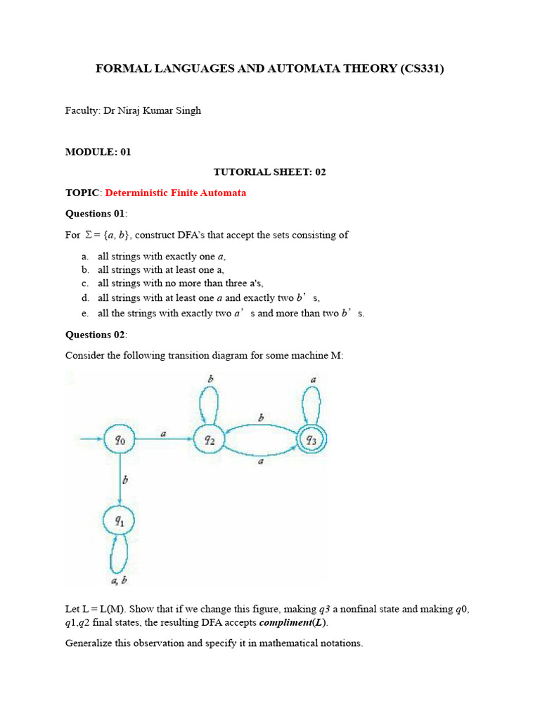 Module 01 DFA | PDF | String (Computer Science) | Automata Theory Module 01 DFA | PDF | String (Computer Science) | Automata Theory