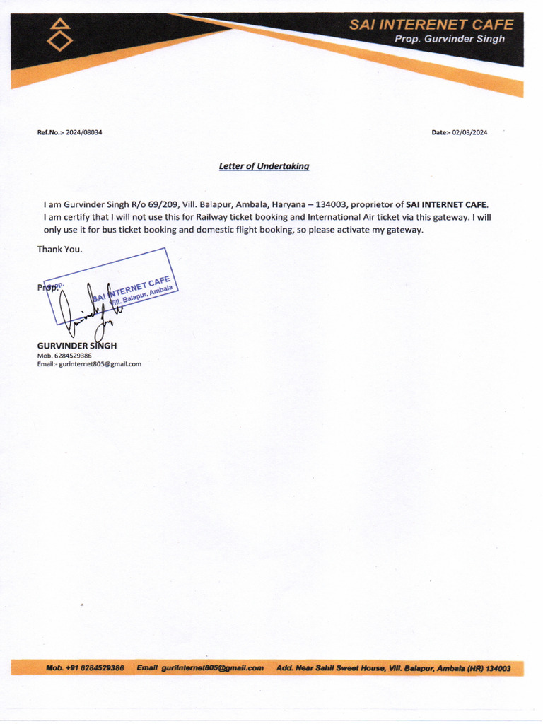 Letter of Undertaking | PDF