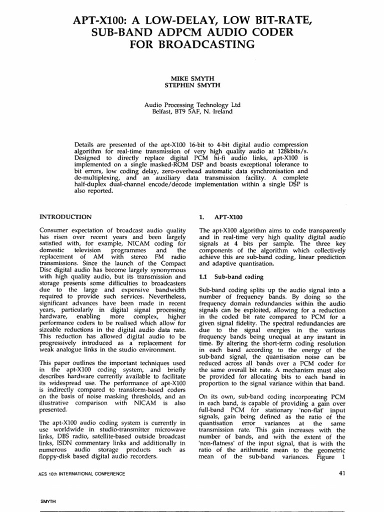 Apt x100 | PDF | Codec | Data Compression