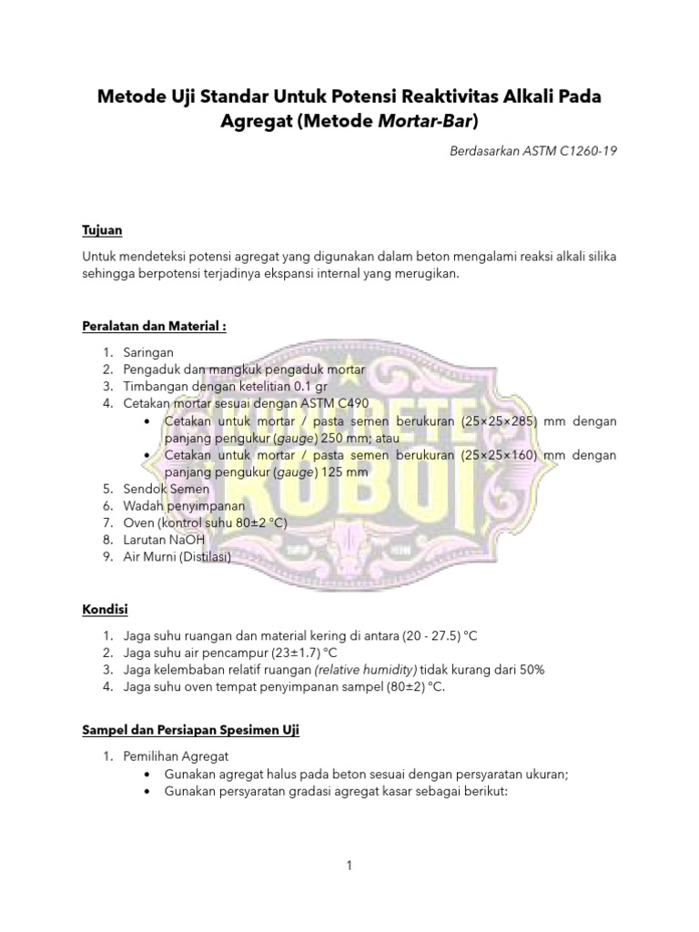 Prosedur ASTM C1260 | PDF