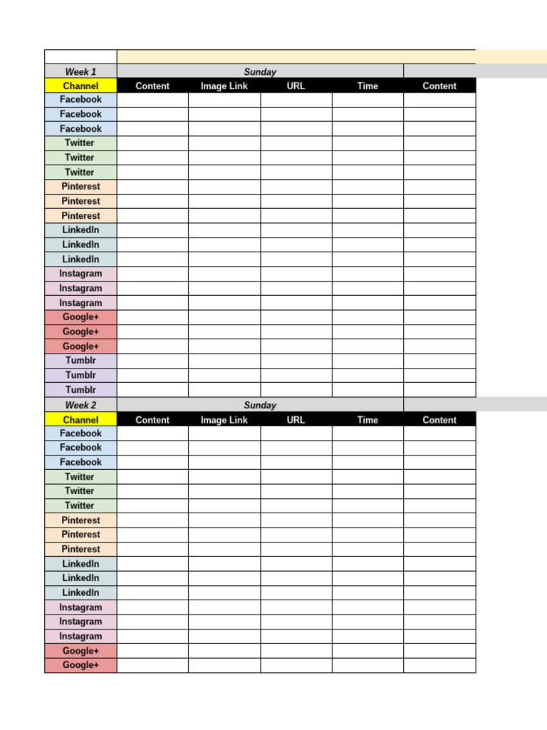 Content Calendar Template 1 | PDF | Google+ | Popular Culture & Media ...