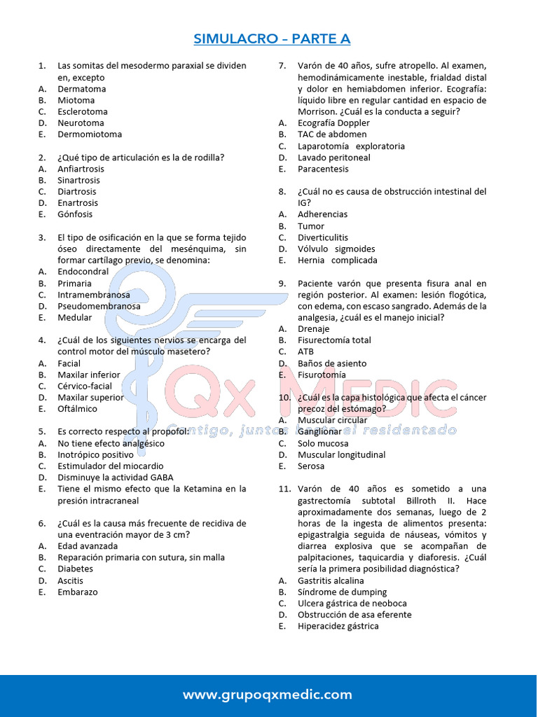 RM22 SIMULACRO DOMINICAL - 20 MARZO (PARTE A) - Sin Claves (Versión Corta) | PDF | Neumonía ...