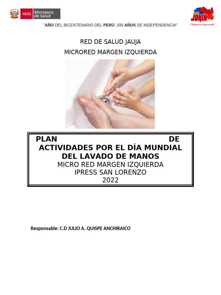 Plan de Lavado de Manos | PDF | Lavado de manos | Antimicrobiano
