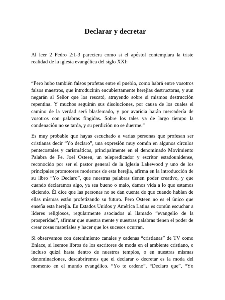 Declarar y Decretar | PDF | Cristo (título) | Oración