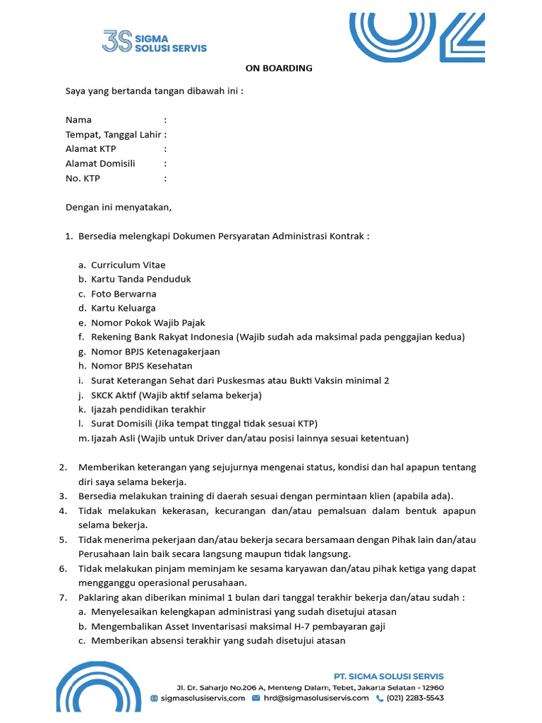 On Boarding & Sanksi | PDF