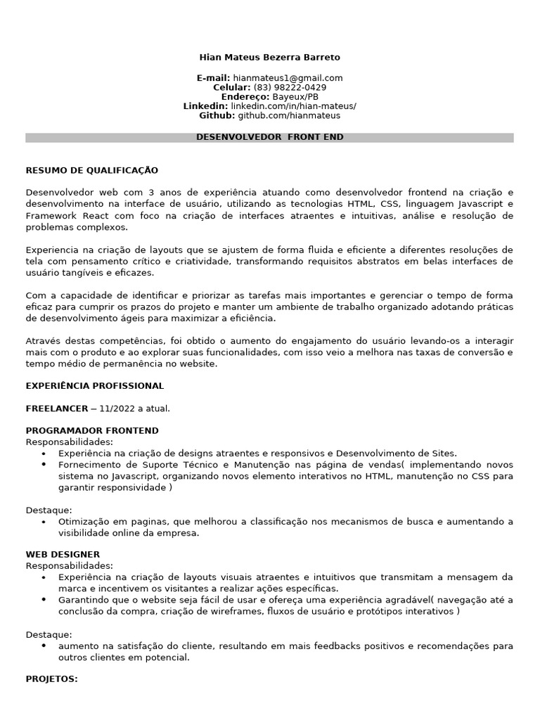 Hian Mateus Bezerra Barreto | PDF | Rede mundial de computadores | Internet e Web