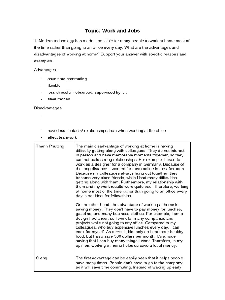 Topic - Work and Jobs - 2 | PDF