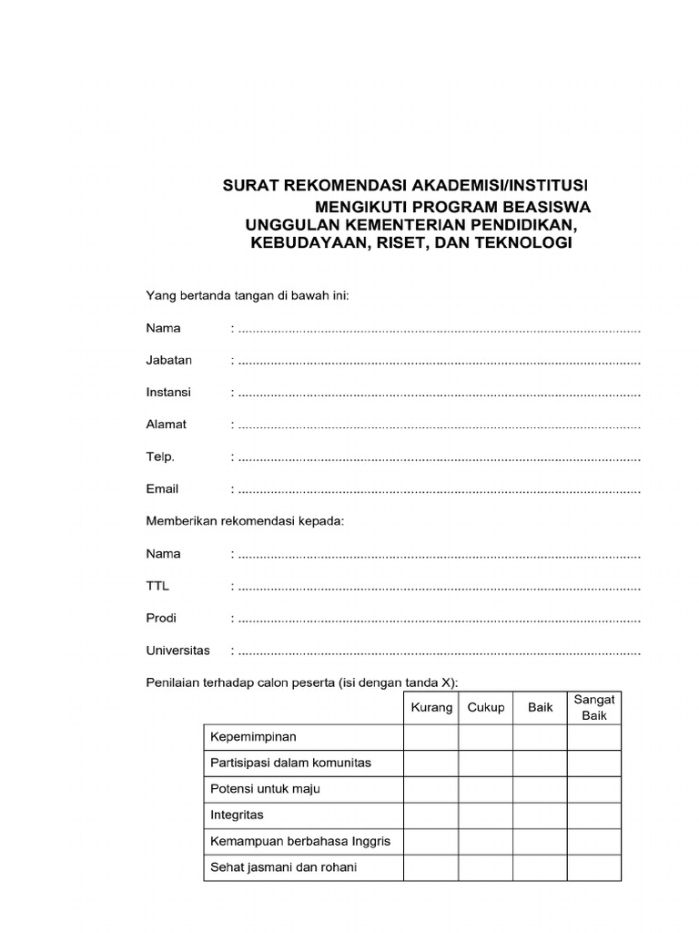 Format-Surat-Rekomendasi | PDF
