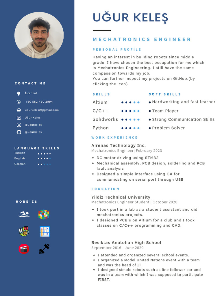 CV | PDF | Mechatronics | Computer Science