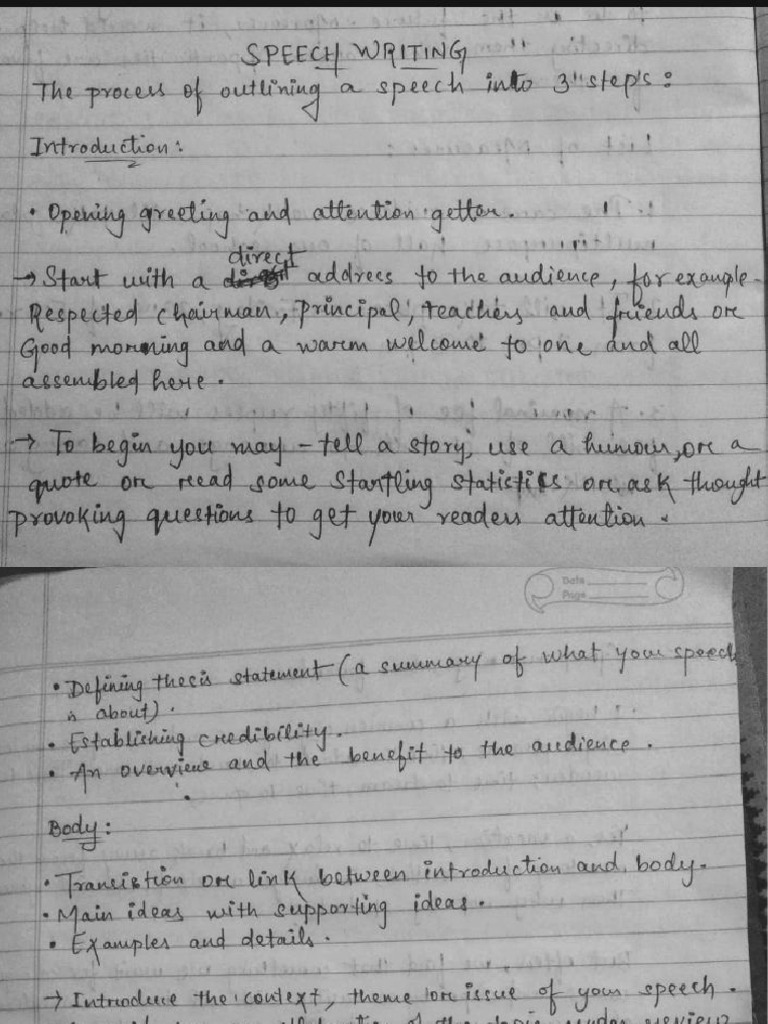 Speech Writing Format - English C.w.. | PDF