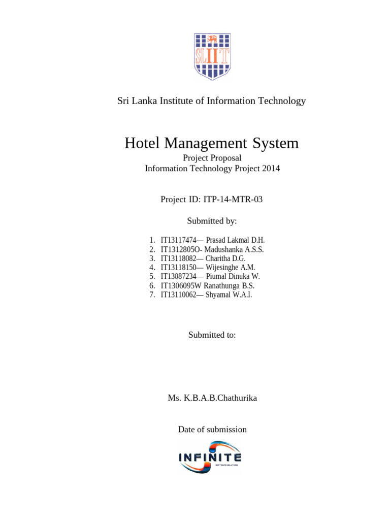 Proposal Document for Hotel Management System | PDF | Databases | Usability