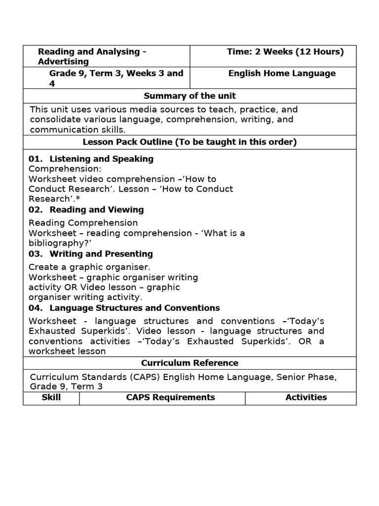 Grade 9 Week 3-4 Lesson Plan | PDF | Reading Comprehension | Speed Reading
