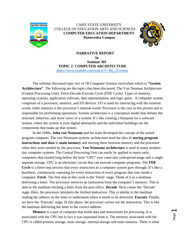 NARRATIVE 2. | PDF | Computer Data Storage | Central Processing Unit
