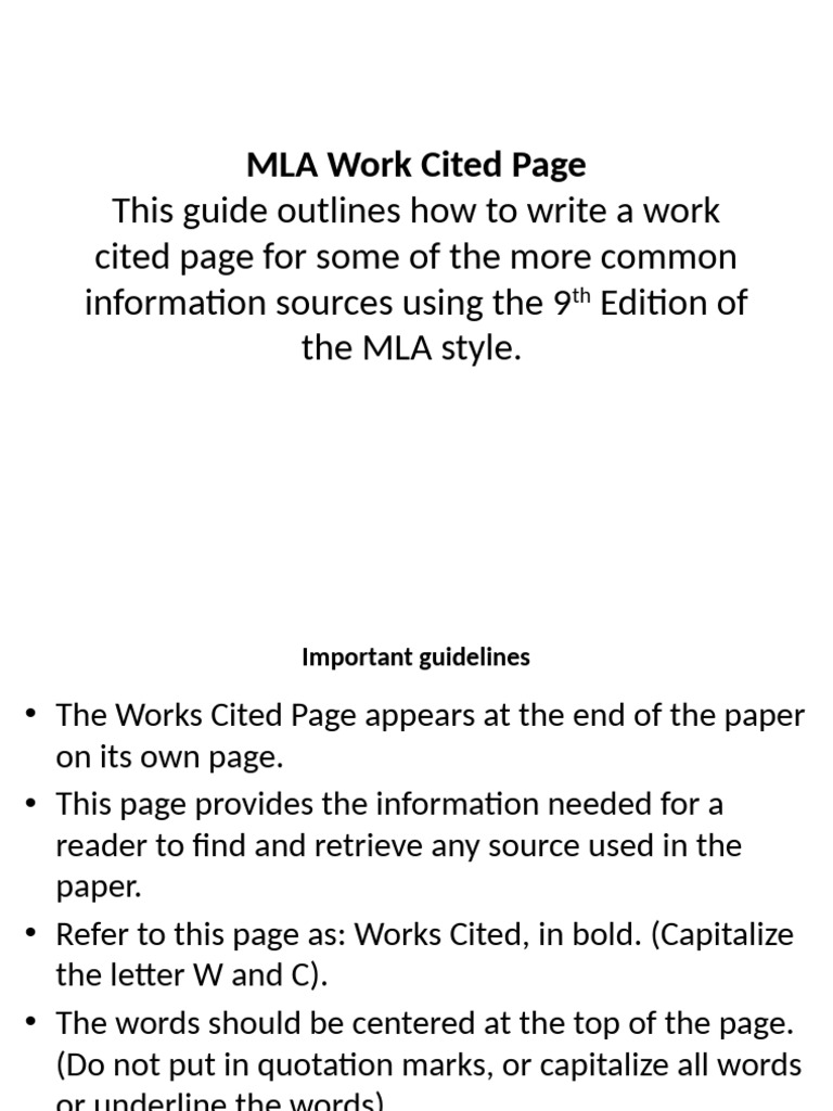 Mla Work Cited Page | PDF | Newspapers | World Wide Web