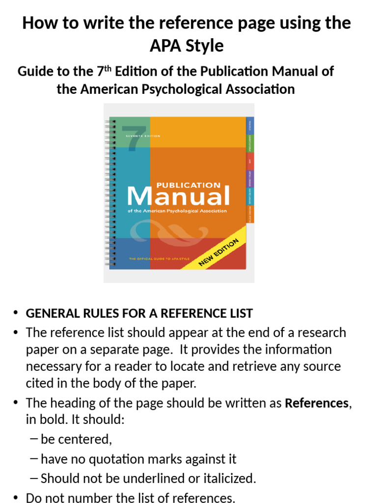APA 7th EDITION REFERENCE PAGE | PDF | Digital Object Identifier | Thesis