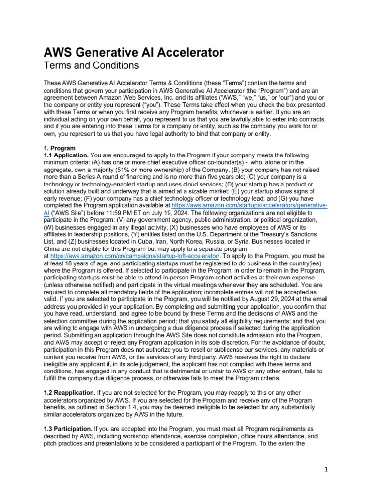 Generative AI Accelerator Terms and Conditions | PDF | Taxes | Indemnity