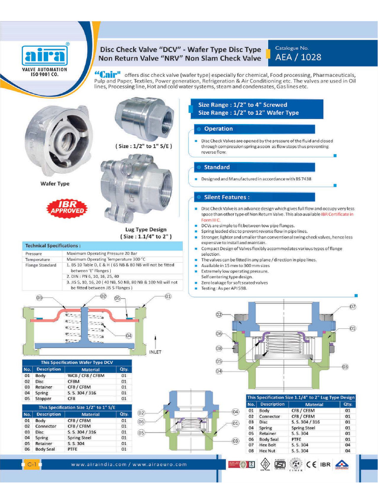 Disc-Wafer-Check-Valve AIRA | PDF