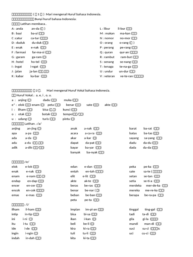 Beginner's Conversational Indonesian: Levels 1-50 | PDF