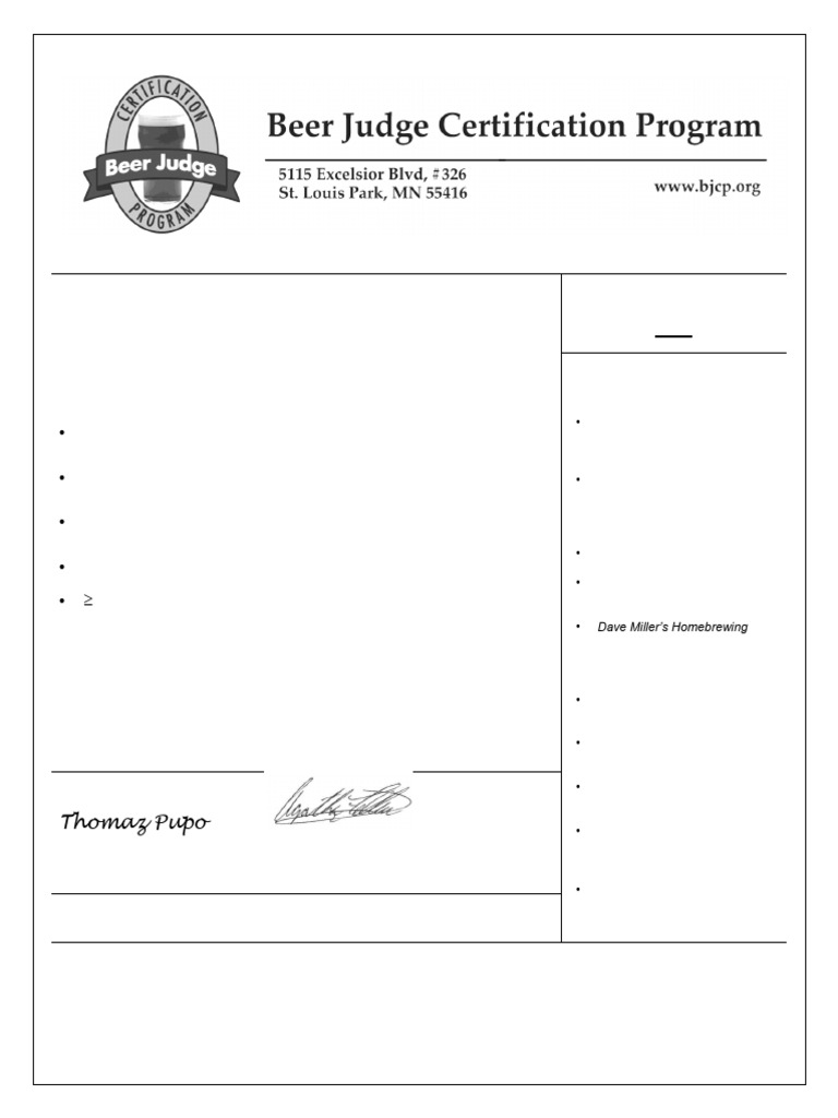 BJCP Exam Score Report and Feedback | PDF | Beer | Fermented Drinks