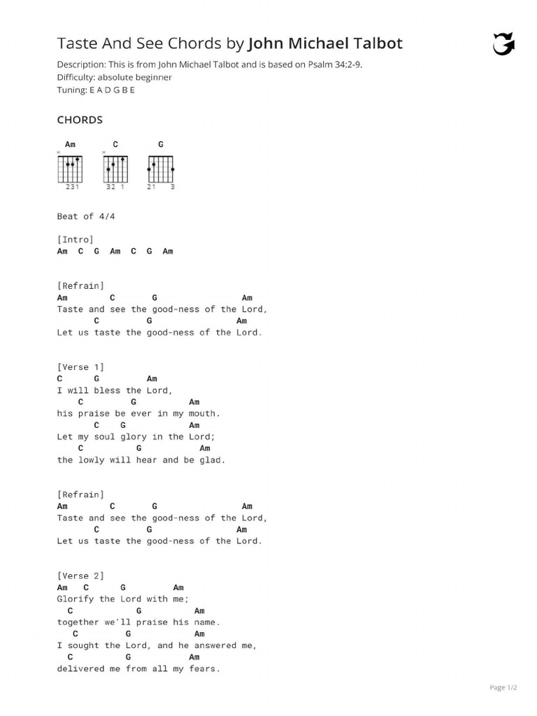 Taste and See Chords | PDF