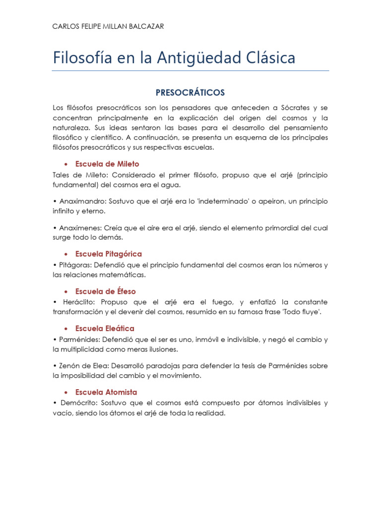 Filosofía Presocrática y Sofistas | PDF | Filosofía griega antigua ...