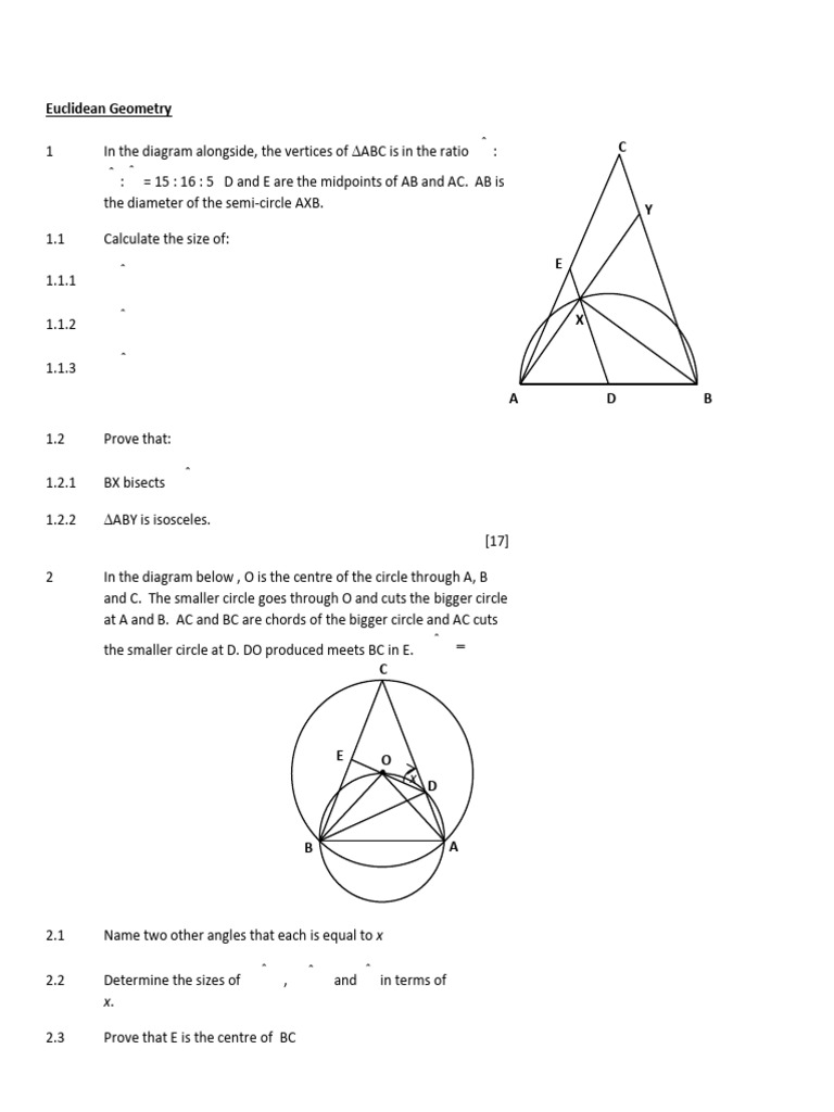 Grade 11 Euclidean Geometry Exercises | PDF | Circle | Geometric Shapes