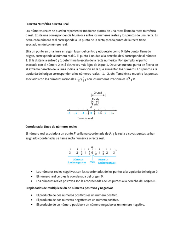 La Recta Numérica o Recta Real | PDF | Desigualdad (Matemáticas ...
