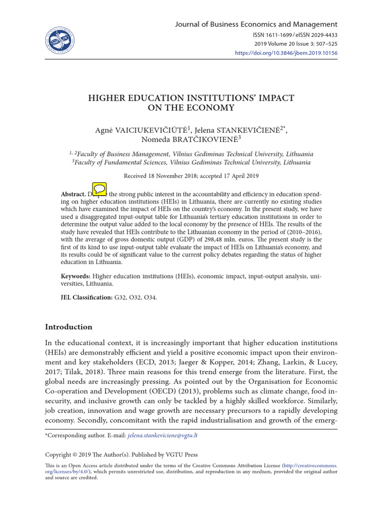 Higher Education Institutions' Impact On The Economy | PDF | Input ...