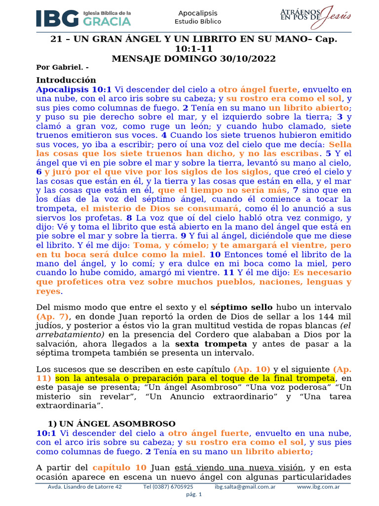 21 El Angel Con El Librito | PDF | Libro de revelación | Cristo (título)