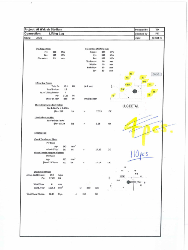 Lifting - Lugs Engg DWG | PDF