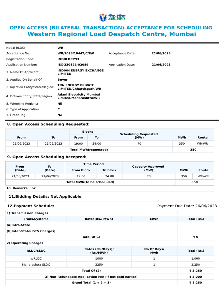 TRN Energy Open Access Scheduling Details | PDF | Electric Power ...