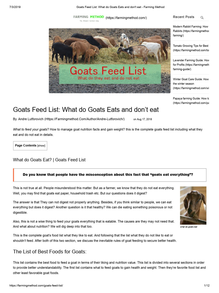 Goats Feed List - What Do Goats Eats and Don - T Eat - Farming Method ...