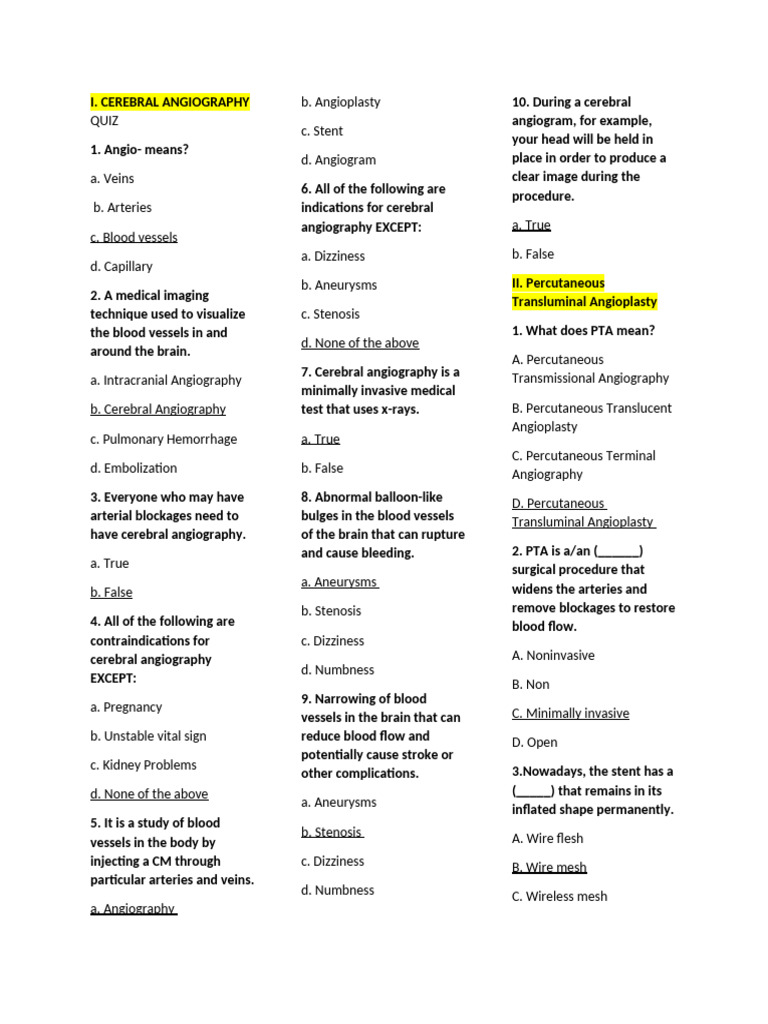 IR QUIZ | PDF | Angiography | Vein