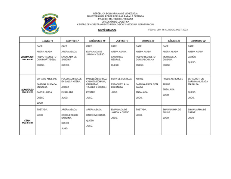 Menu Oct | PDF | Cocina | Alimentos