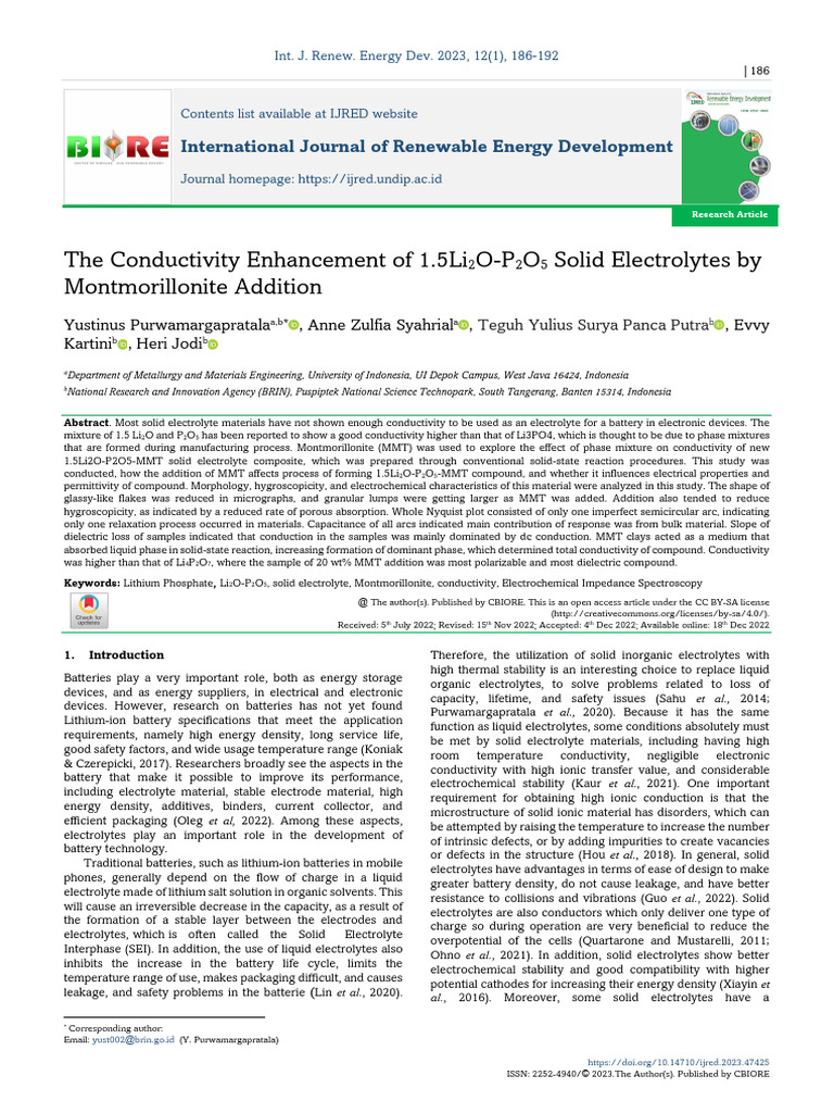 Yustinus P 2023 (IJRED) | PDF | Lithium Ion Battery | Electrical ...