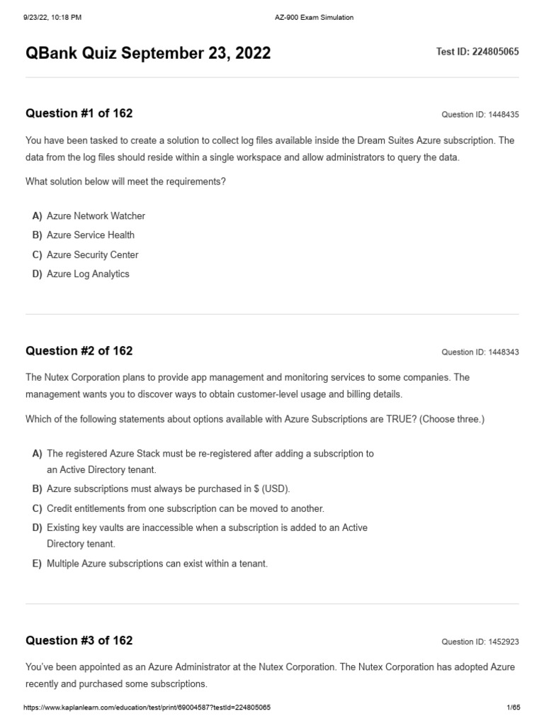 AZ-900 Exam Simulation | PDF | Cloud Computing | Microsoft Azure