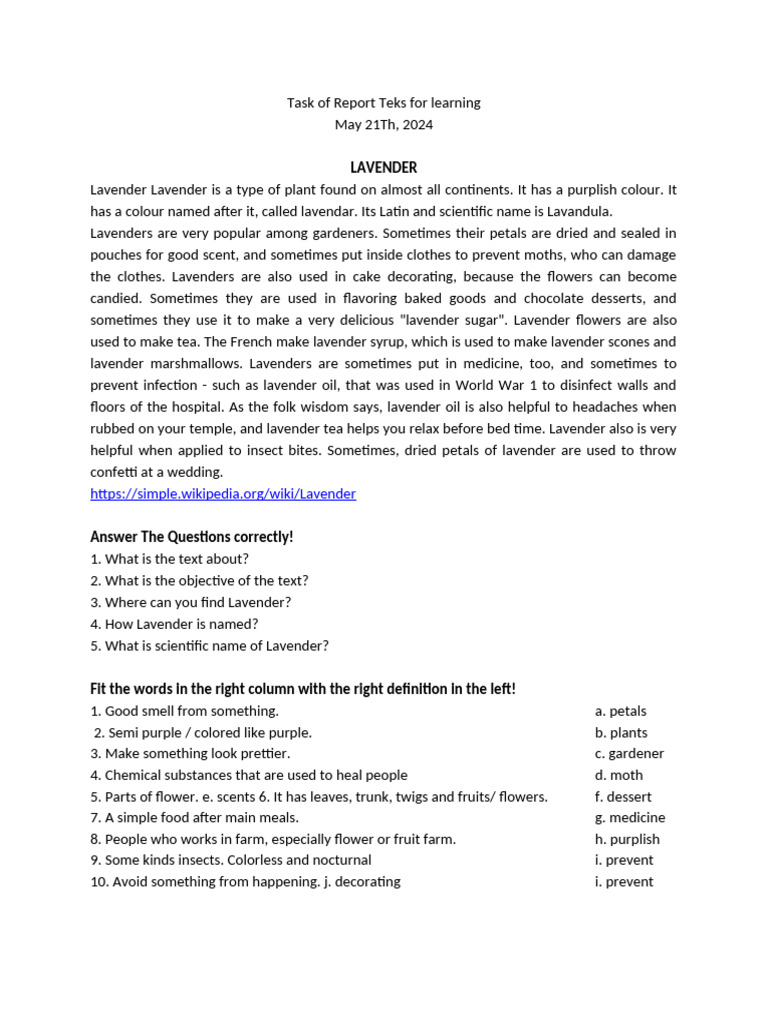 Materi Report Kelas X Lavender | PDF | Lavandula