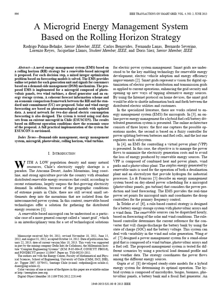 A Microgrid Energy Management System Based On The Rolling Horizon Strategy | PDF | Electrical ...
