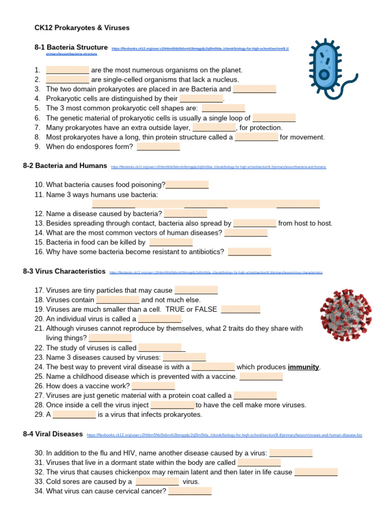 CH 8 CK12 Reading Guide - Prokaryotes | PDF | Virus | Bacteria