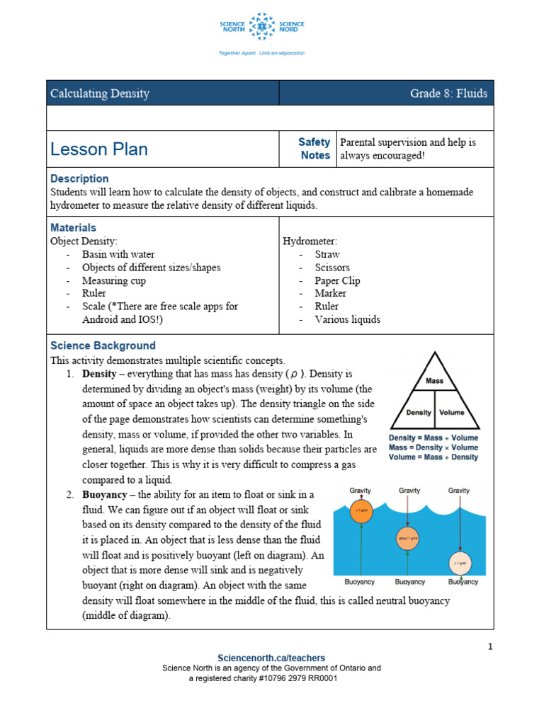 April 20 Grade 8 Density Offline ENG | PDF | Density | Buoyancy