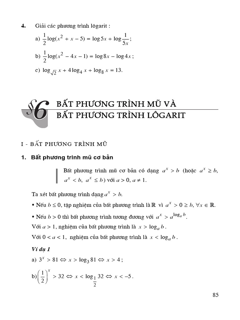 BẤT PHƯƠNG TRÌNH LOGA | PDF