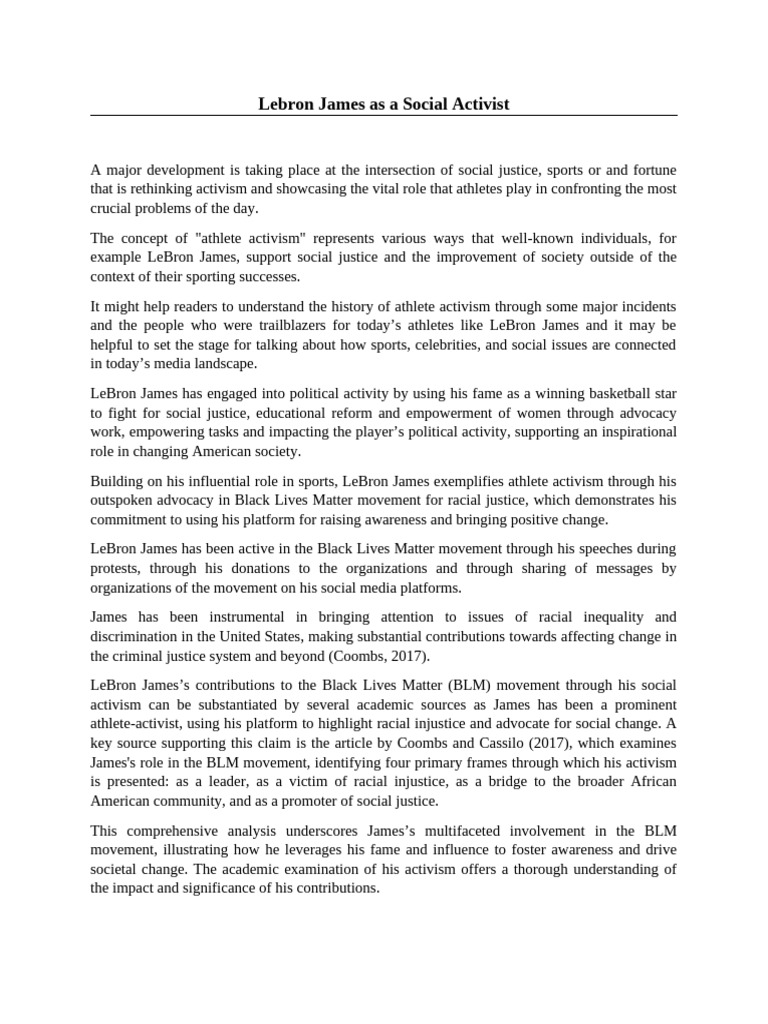 Lebron James As A Social Activist FINAL | PDF | Black Lives Matter ...