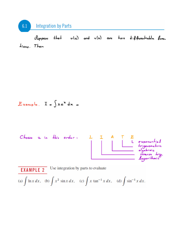 6.1 Integration by Parts | PDF | Mathematical Analysis | Algebra