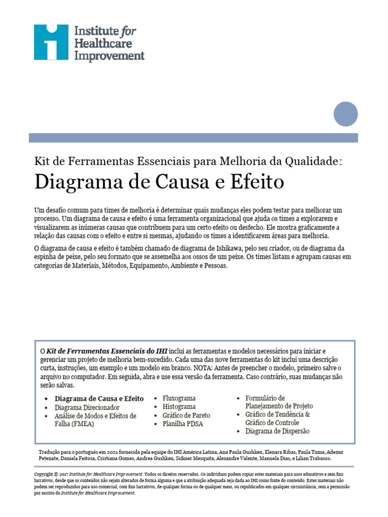 01 - Diagrama de Causa e Efeito - Português | PDF